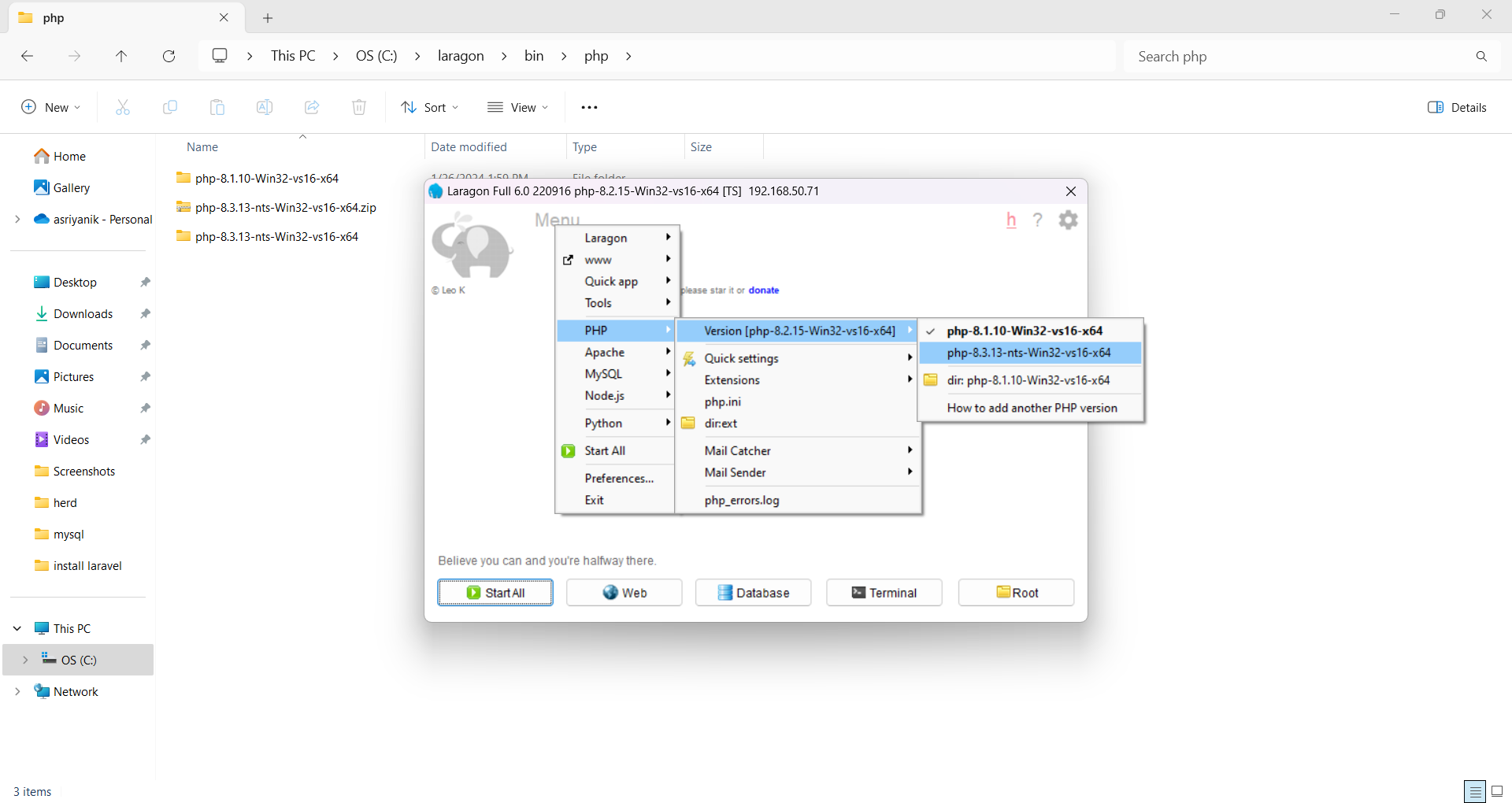 Panduan Update Versi PHP di Laragon